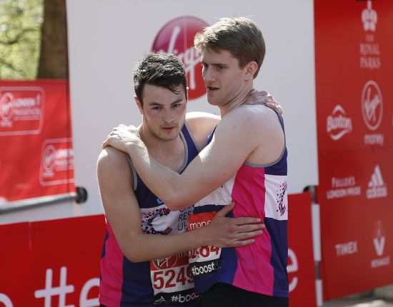 Exhausted Athletes Cross Finishing Line Virgin Editorial Stock Photo ...