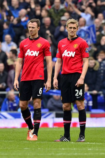 Manchester Uniteds Jonny Evans Darren Fletcher Editorial Stock Photo ...