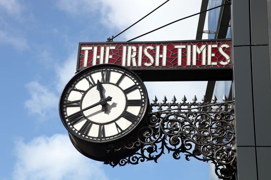 Irish Times Clock Sign Dublin Editorial Stock Photo - Stock Image ...