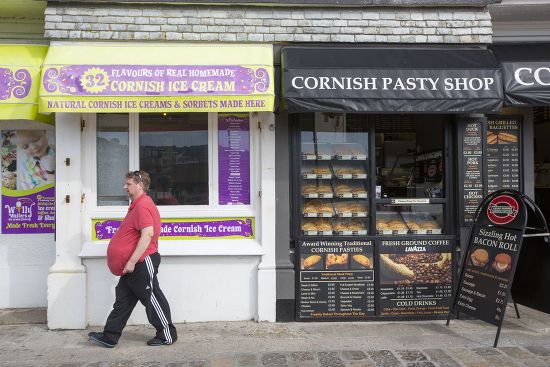 Obese Man Ice Cream Cornish Pasty Editorial Stock Photo - Stock Image ...