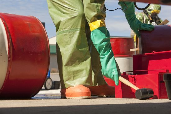 Model Released Hazmat Firefighter Plugging Drum Editorial Stock Photo ...
