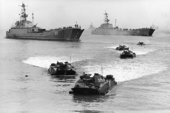 Soviet Military Exercises Pt76 Amphibious Tanks Editorial Stock Photo ...
