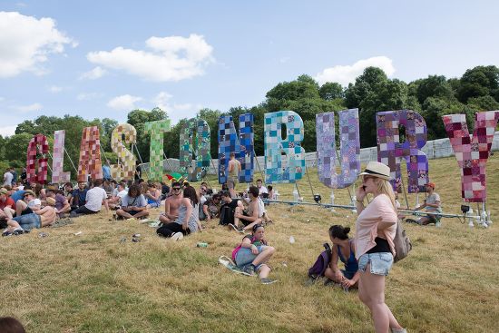 Revellers Stand Front Famous Patchwork Glastonbury Editorial Stock ...