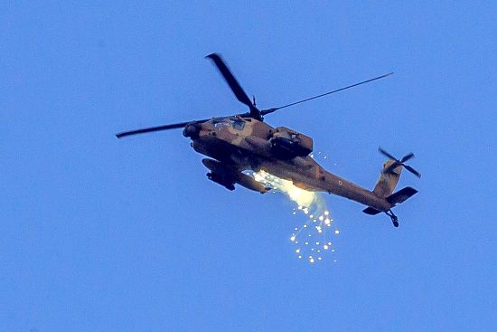 Apache Helicopter Launches Flares Air Over Editorial Stock Photo ...