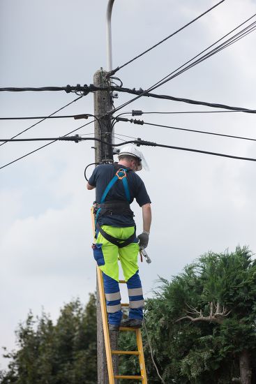 Cable Television Installation Engineer Working Telegraph Editorial ...