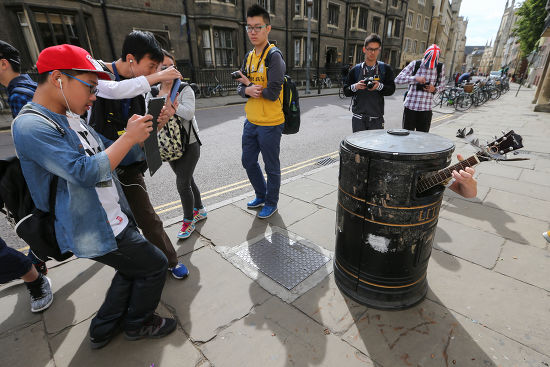 Charlie Cavey Busking Inside Rubbish Bin Editorial Stock Photo - Stock ...