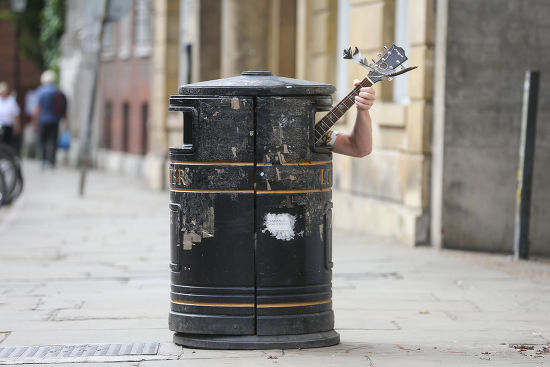 Charlie Cavey Busking Inside Rubbish Bin Editorial Stock Photo - Stock ...