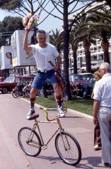 Acrobat Musician Balancing On Handlebars Seat Editorial Stock Photo ...