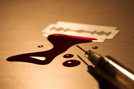 Razor Blade Syringe Small Pool Blood Editorial Stock Photo - Stock ...