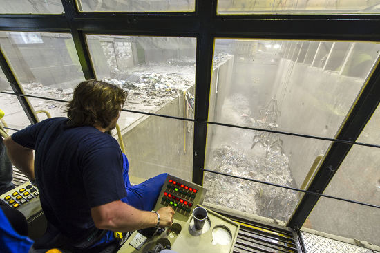 Crane Operator Supervising Transport Waste Incinerators Editorial Stock ...
