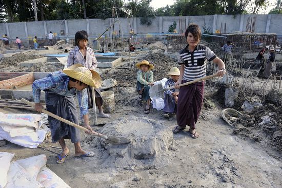 Children Teenagers Mix Concrete On High Editorial Stock Photo - Stock ...