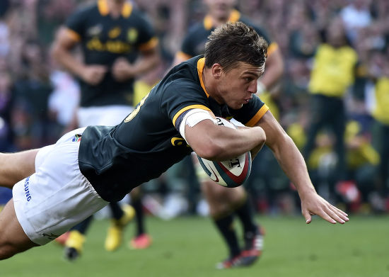 Pollard Springboks Dives Over His First Editorial Stock Photo - Stock ...