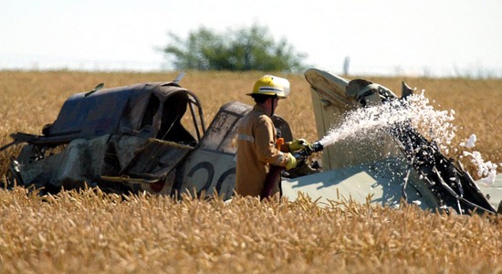 Fireman Dousing Fire Fairey Firefly Aircraft Editorial Stock Photo ...
