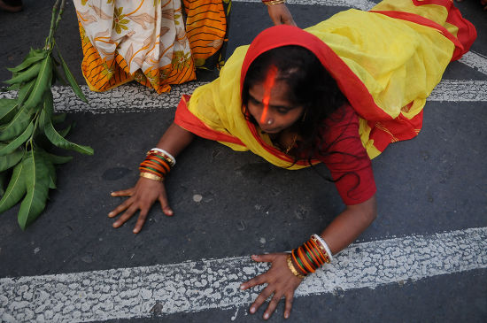 Woman Lying Prostrate Worshiping Sun God Editorial Stock Photo - Stock ...