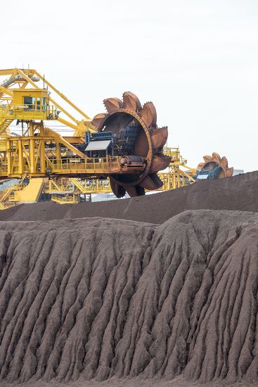 Stackers Stand Next Piles Iron Ore Editorial Stock Photo - Stock Image ...