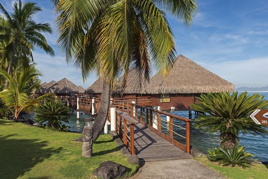 Bridge Overwater Bungalows Moorea French Polynesia Editorial Stock ...
