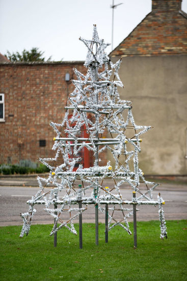 Christmas Tree Made Out Scaffold Tinsel Editorial Stock Photo - Stock ...