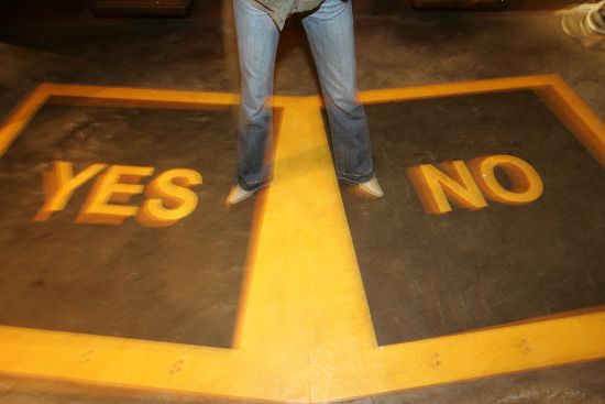 Woman On Yes No Floor Sign Editorial Stock Photo - Stock Image ...
