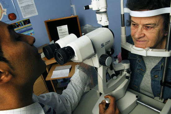 Optometrist Examines Patients Eye Slit Lamp Editorial Stock Photo ...