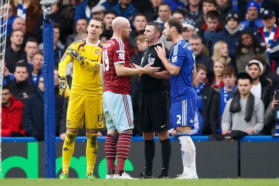 Referee Michael Oliver Talks James Collins Editorial Stock Photo ...