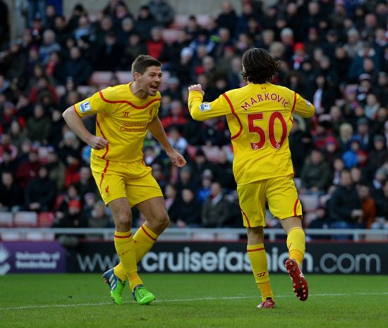 Lazar Markovic Liverpool Celebrates Scoring Their Editorial Stock Photo ...