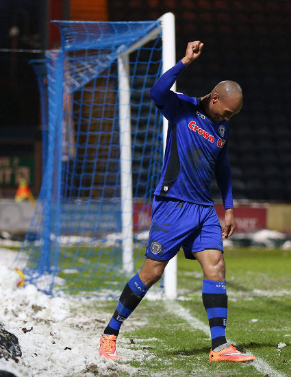 Rochdales Calvin Andrew Celebrates Scoring Rochdales Editorial Stock ...