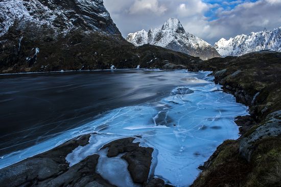 Ice On Lake Reine Lofoten Norway Editorial Stock Photo - Stock Image ...