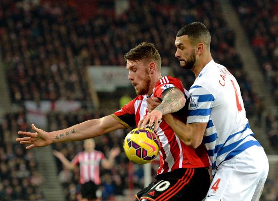 Steven Caulker Qpr Challenges Connor Wickham Editorial Stock Photo ...