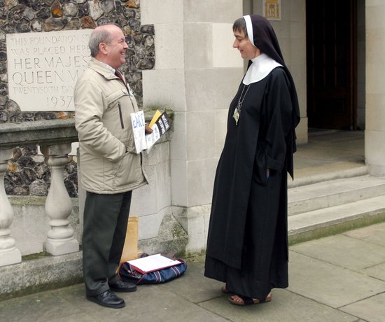Man Peace Sign Talking Nun Editorial Stock Photo - Stock Image ...