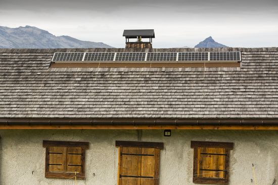 Solar Panels On Mountain Huts Chalet Editorial Stock Photo - Stock ...