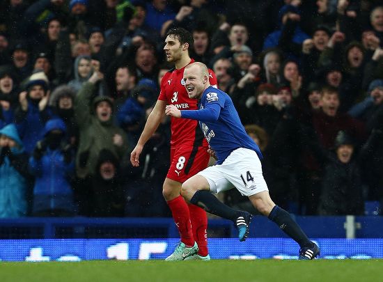 Steven Naismith Everton Celebrates Scoring Opening Editorial Stock ...
