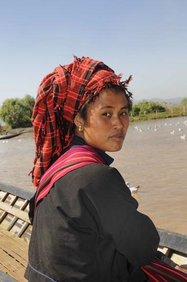 Pao Woman Sitting Boat Inle Lake Editorial Stock Photo - Stock Image ...