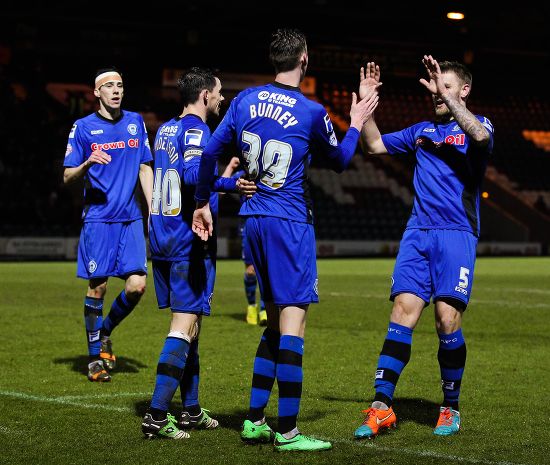 Rochdales Joe Bunney Celebrates After Scoring Editorial Stock Photo ...