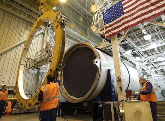 Technicians Remove Rounding Fixture Solid Rocket Editorial Stock Photo ...