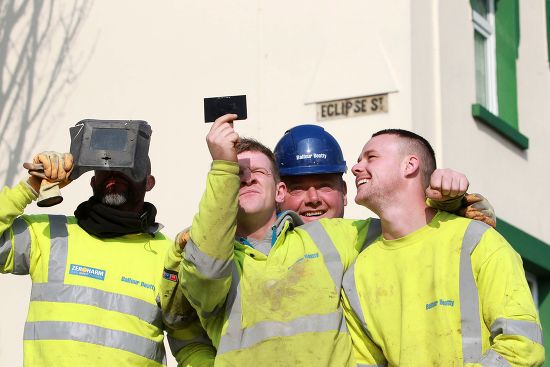 Workmen On Eclipse Street Adamstown Cardiff Editorial Stock Photo ...