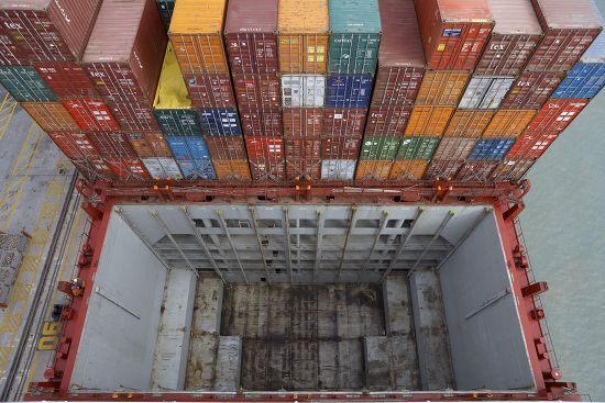 Containers Cargo Bay Container Ship Editorial Stock Photo - Stock Image ...