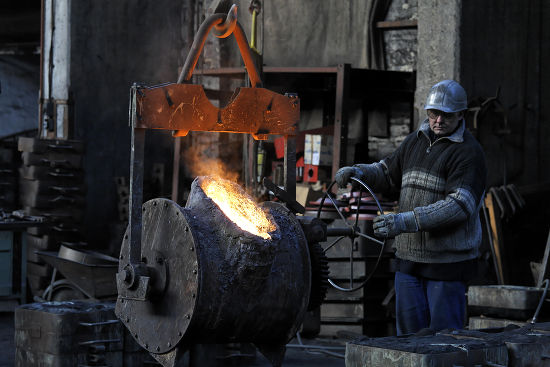 Founder Tipping Small Crane Ladle Molten Editorial Stock Photo - Stock ...