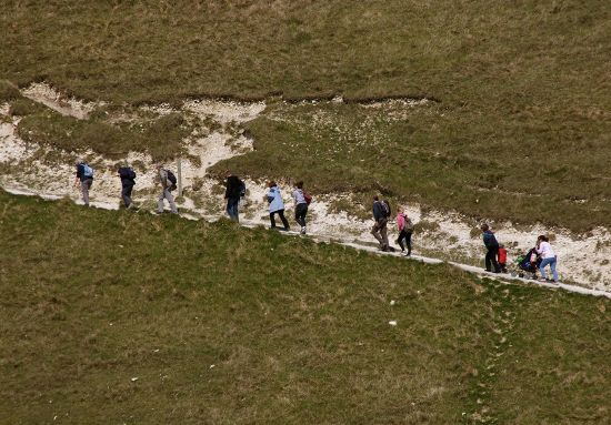 Hikers Walk Hill Hambury Tout Nr Editorial Stock Photo - Stock Image ...