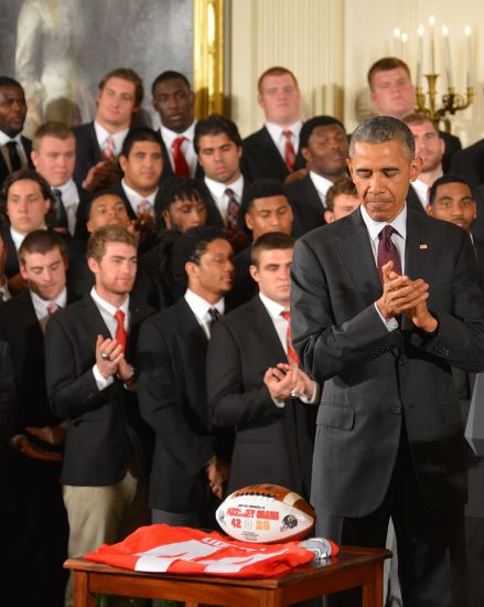 President Barack Obama Eyes Presentation Football Editorial Stock Photo ...