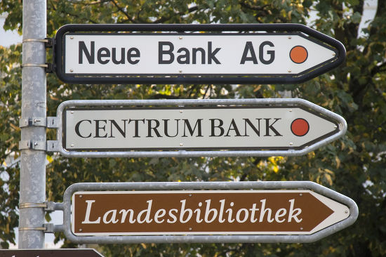 Direction Signs Neue Bank Centrum Bank Editorial Stock Photo - Stock ...