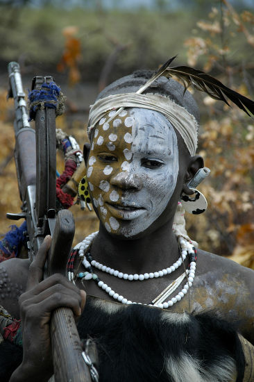 Young Man Mursi Tribe Painted Face Editorial Stock Photo - Stock Image ...