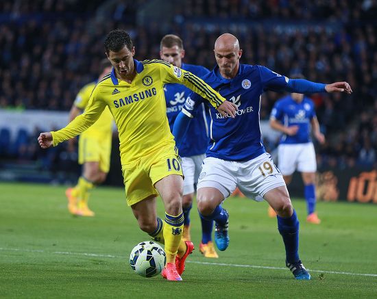 Eden Hazard Chelsea Esteban Cambiasso Leicester Editorial Stock Photo - Stock Image | Shutterstock