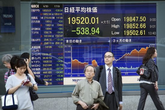 Pedestrians Pass Stock Market Indicator Board Editorial Stock Photo ...