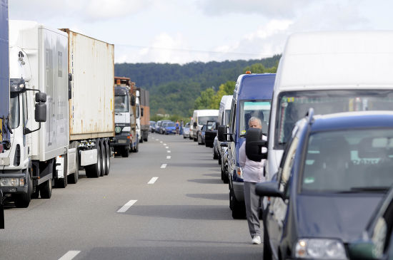 Traffic Jam Lane Rescue Vehicles Road Editorial Stock Photo - Stock ...