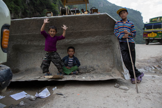 Children Playing On Araniko Road Near Editorial Stock Photo - Stock ...