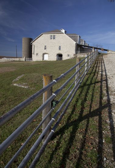 Threestorey Limestone Barn Tallgrass Prairie National Editorial Stock ...