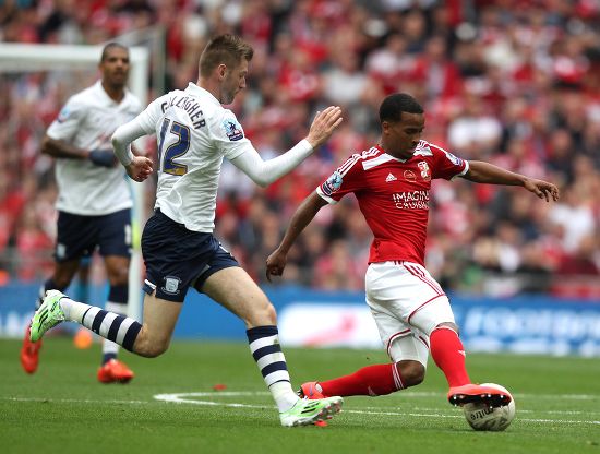 Swindon Towns Jonathan Obika Takes On Editorial Stock Photo - Stock ...