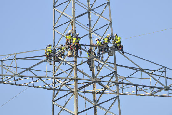 Overhead Linemen Working On Pylon Waiblingen Editorial Stock Photo ...