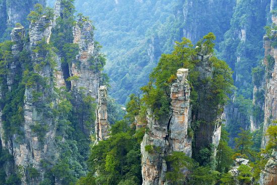 Tianzishan Mountain Vertical Rock Columns Quartz Editorial Stock Photo ...