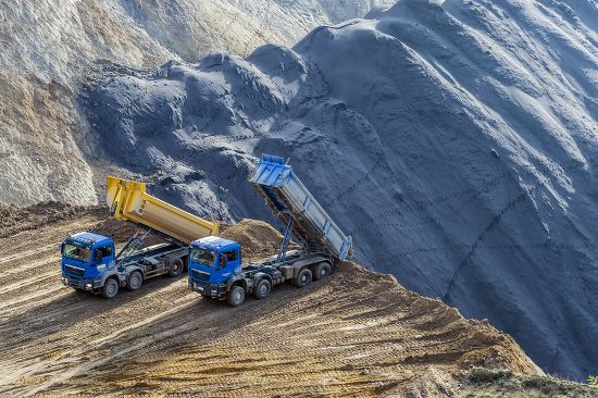 Two Tipper Trucks Standing Edge Open Editorial Stock Photo - Stock ...